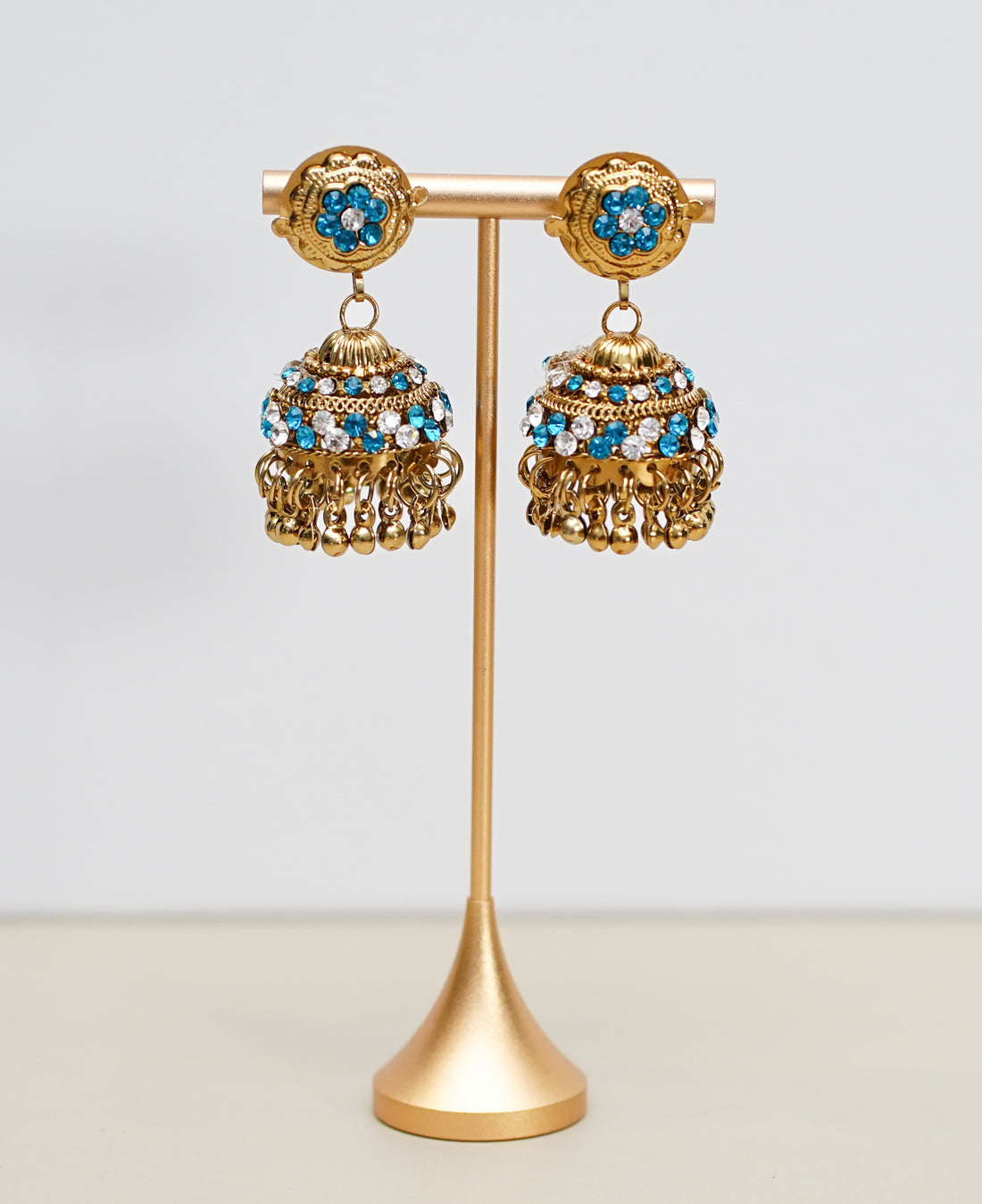 Gold with Blue & Silver Stone Jimikki – Meenakshi Paris